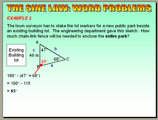 Chapter 6 4 The Sine Law Word Problems 
