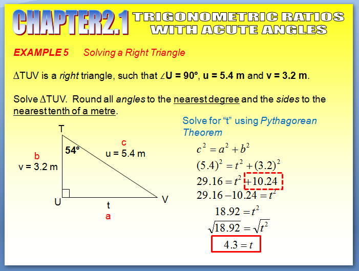 Chapter 2.1 - Trigonometric Ratios With Acute Angles